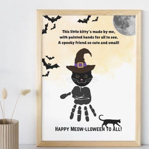 Halloween Black Cat Handprint Art: Meow-lloween Poem, Halloween ...