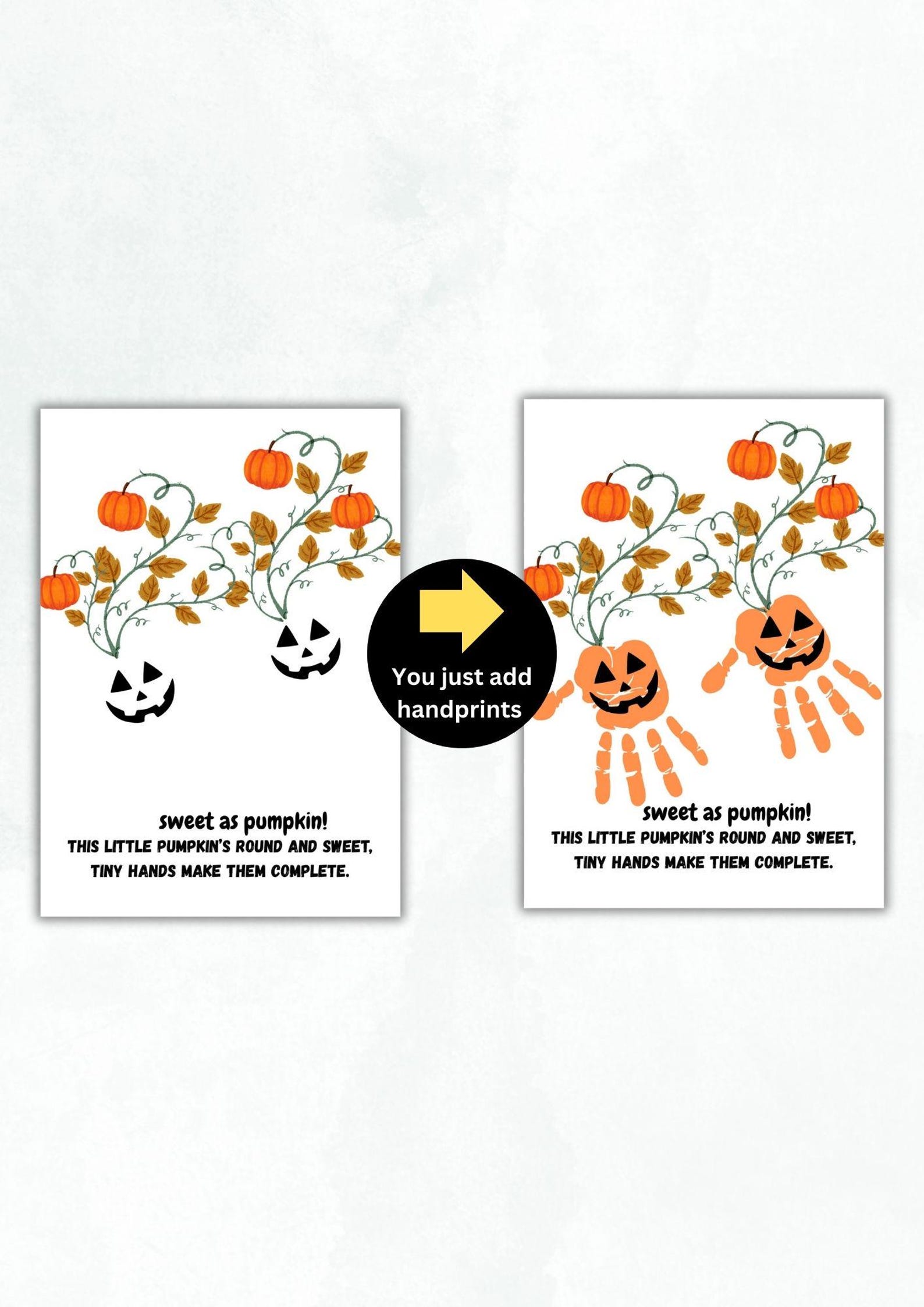 Pumpkin Handprint Craft Printable, My Little Pumpkin Kids Halloween ...