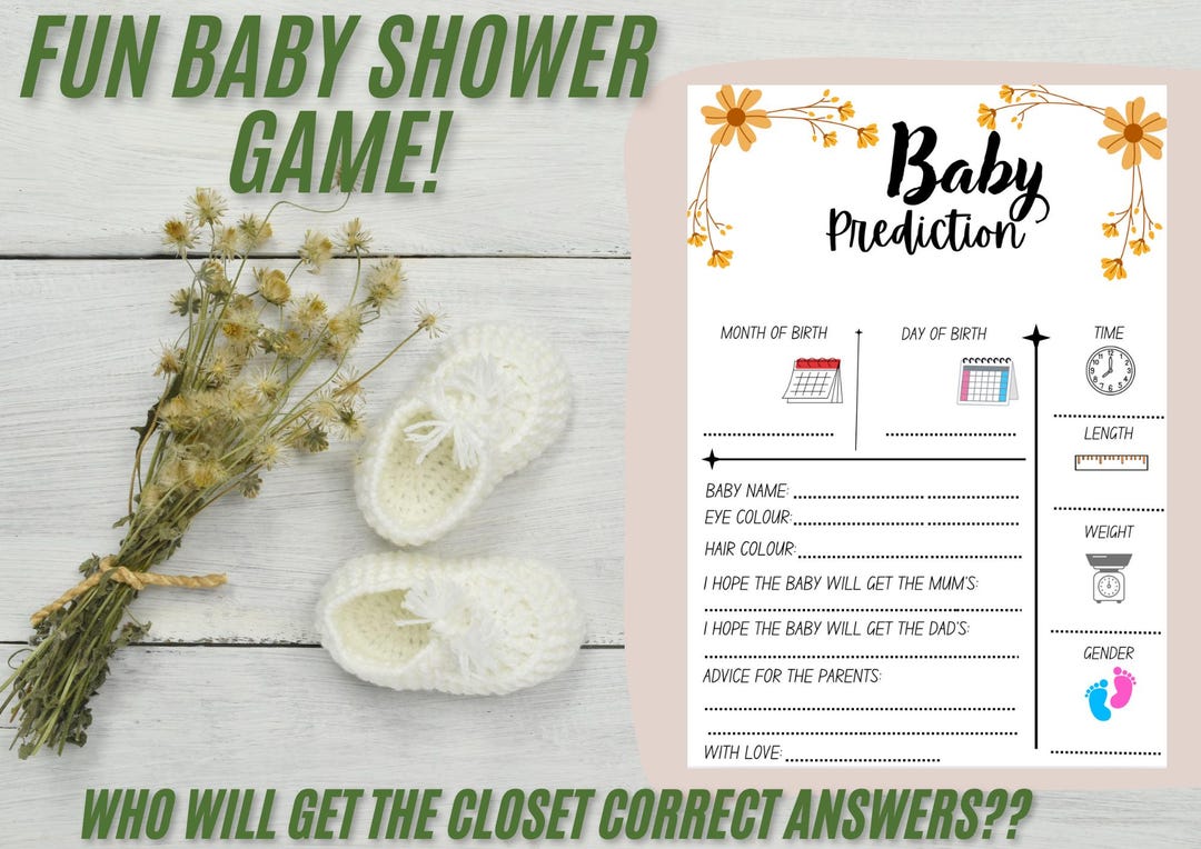 Prediction Baby Shower Games Printable, Baby Shower Games, Baby ...