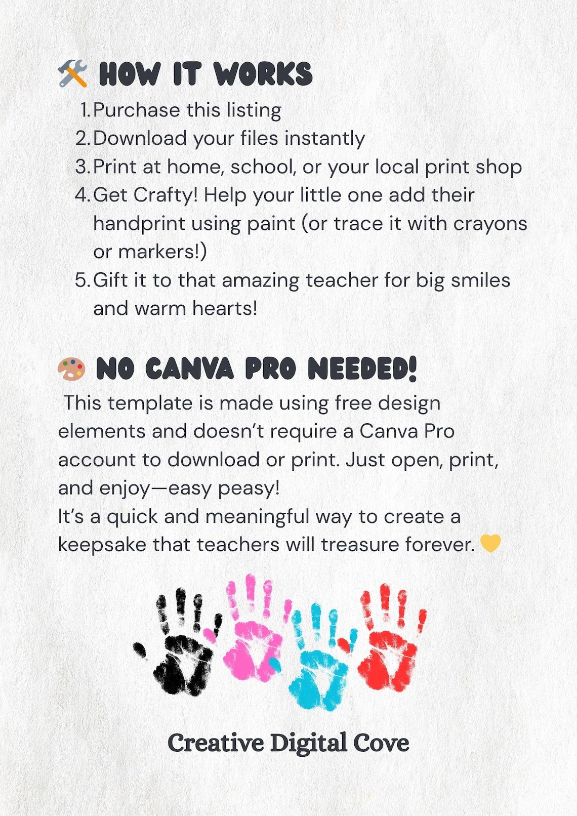 Teacher Appreciation Poem Handprint Art: Thank You Gift, Teacher ...