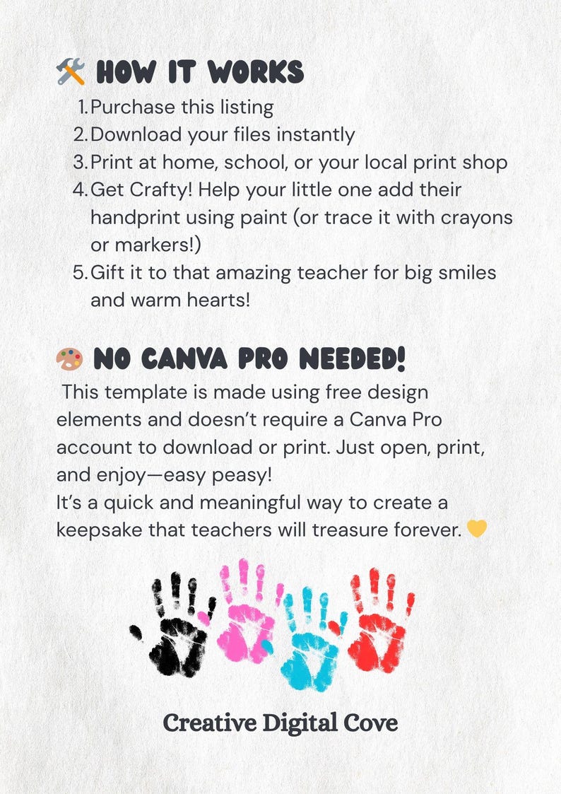 Teacher Appreciation Art Poem Thank You Printable, Flower Handprint Art ...