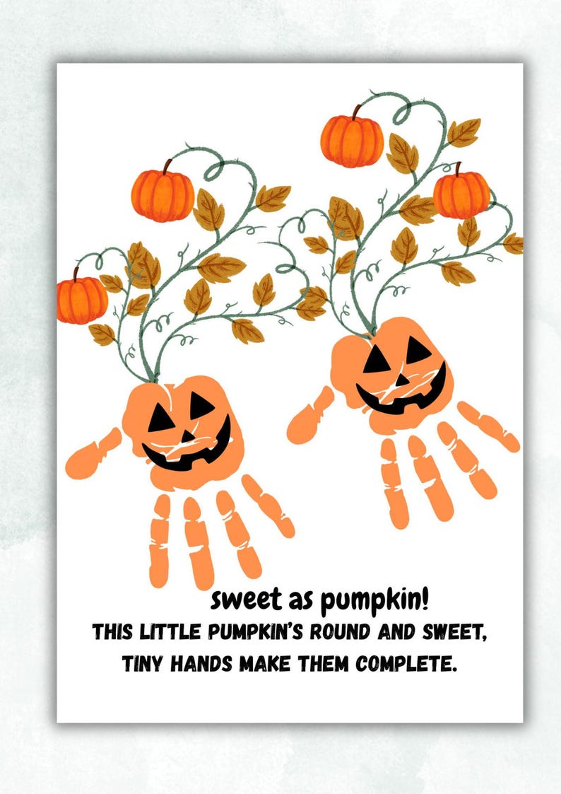 Pumpkin Handprint Craft Printable, My Little Pumpkin Kids Halloween ...