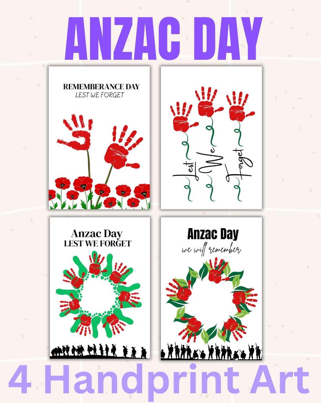 Lest We Forget Handprint Art, Anzac Remembrance Day Craft Bundle, Day ...