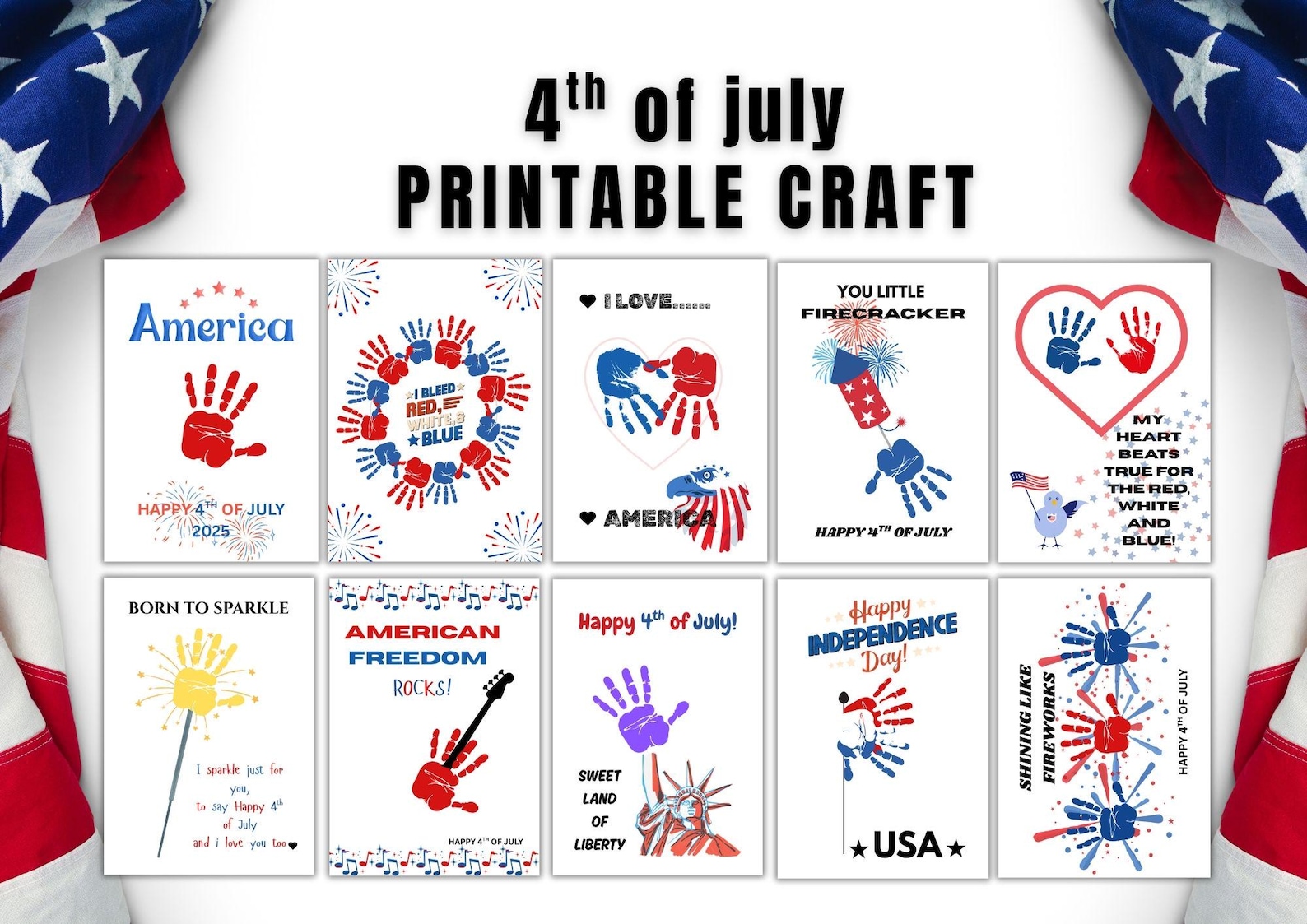 4th of July Handprint Art Bundle: Keepsake Craft (digital Download) - Etsy