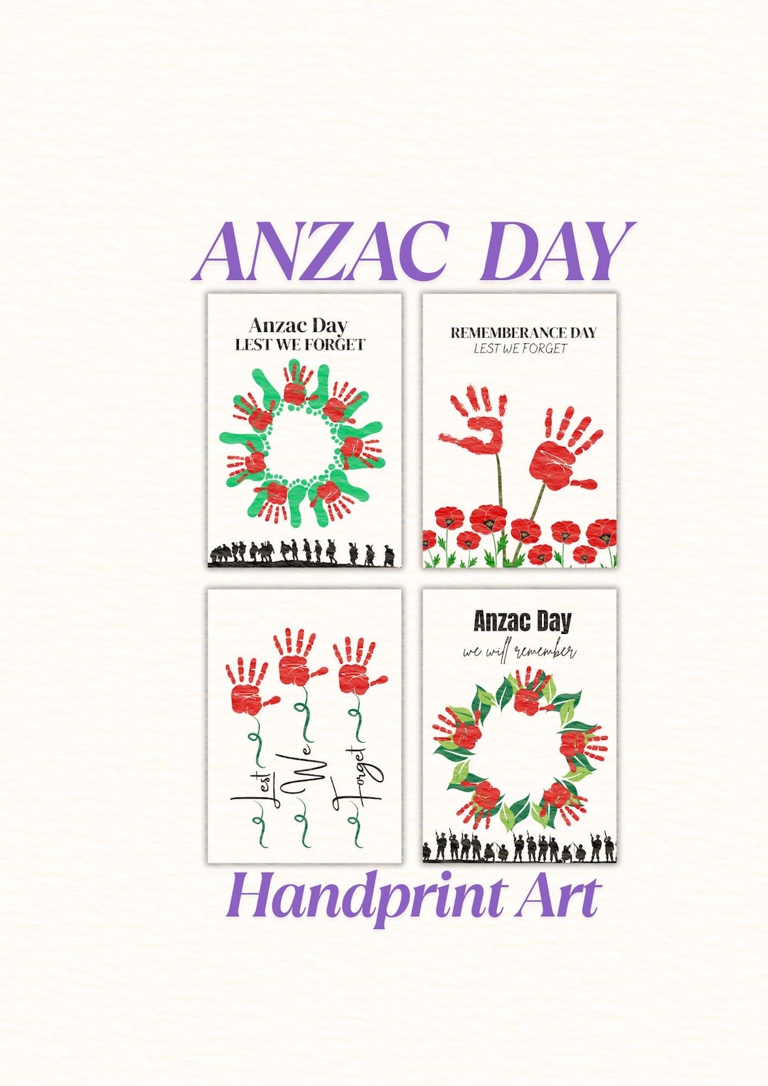 Lest We Forget Handprint Art, Anzac Remembrance Day Craft Bundle, Day ...