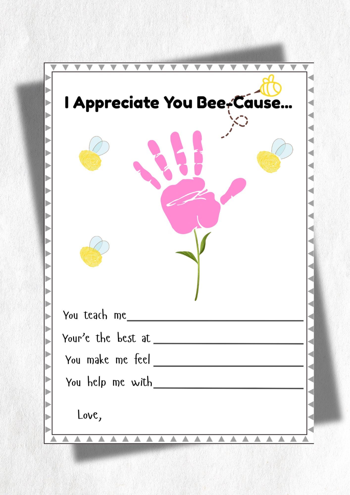 Teacher Appreciation Handprint Art Bee-utiful, Show Your Appreciation ...