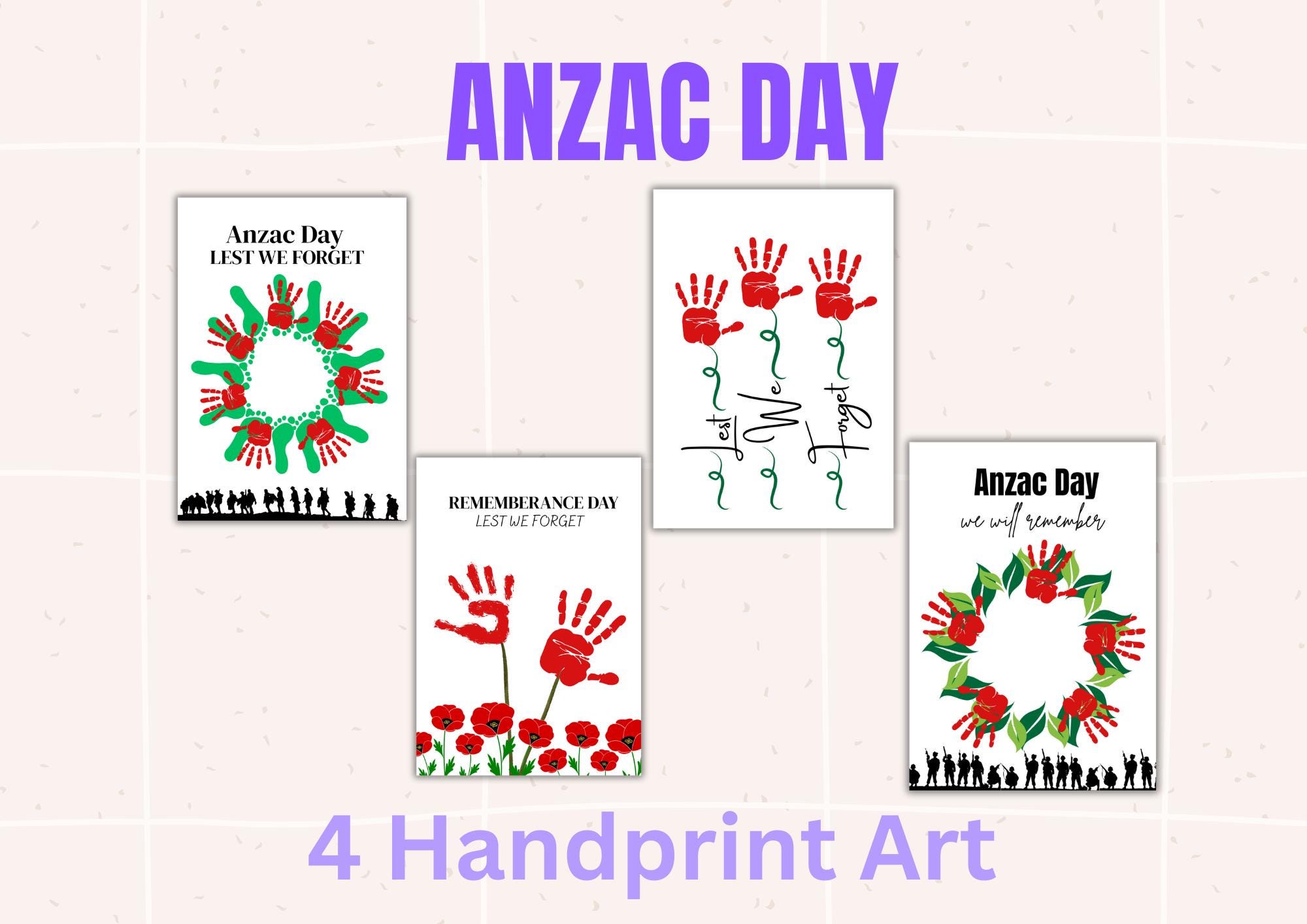 Lest We Forget Handprint Art, Anzac Remembrance Day Craft Bundle, Day ...