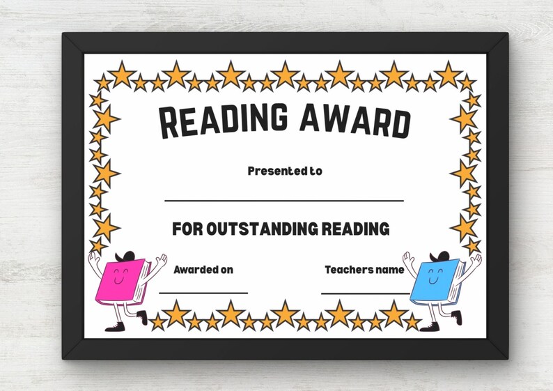 Reading Achievement Award Certificate: Homeschool Classroom Printable ...