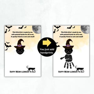 Halloween Black Cat Handprint Art: Meow-lloween Poem, Halloween ...