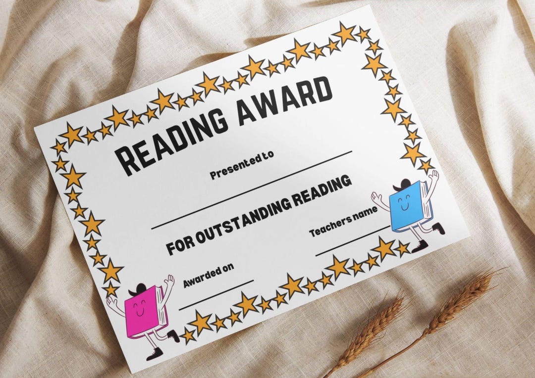 Reading Achievement Award Certificate: Homeschool Classroom Printable ...
