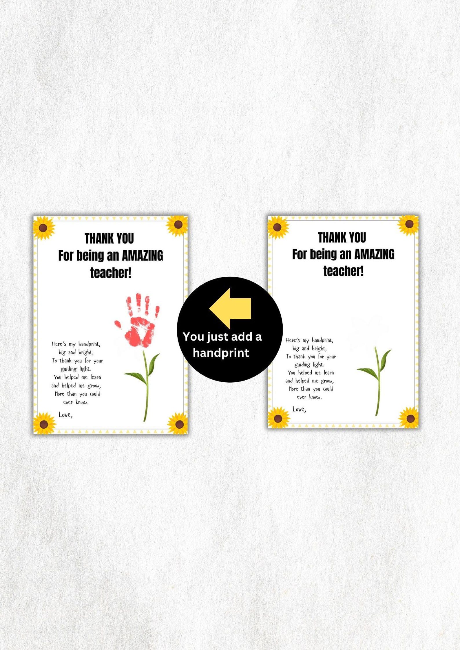 Teacher Appreciation Poem Handprint Art: Thank You Gift, Teacher ...