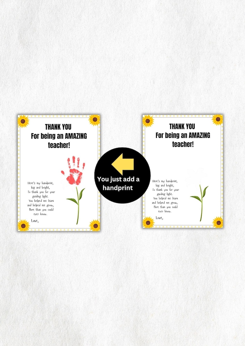 Teacher Appreciation Art Poem Thank You Printable, Flower Handprint Art ...