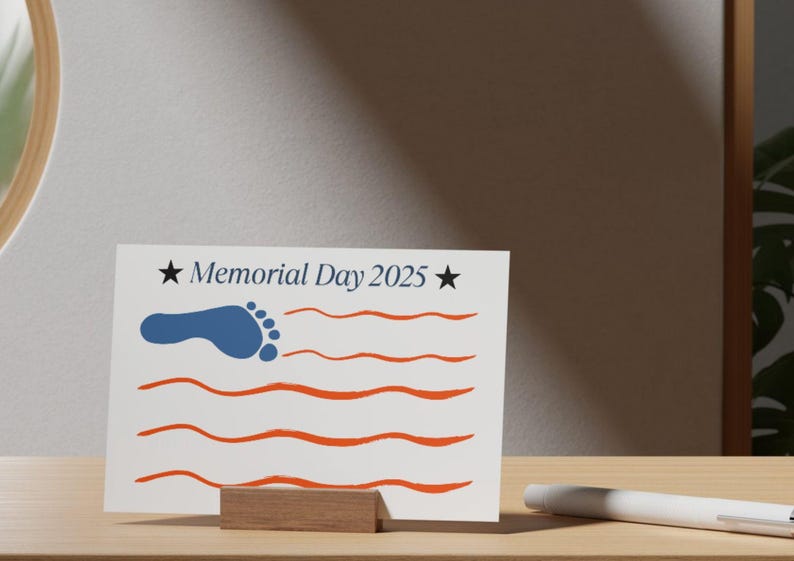 Memorial Dayfootprint Keepsake Craft Kit for Kids DIY Red, White & Blue ...