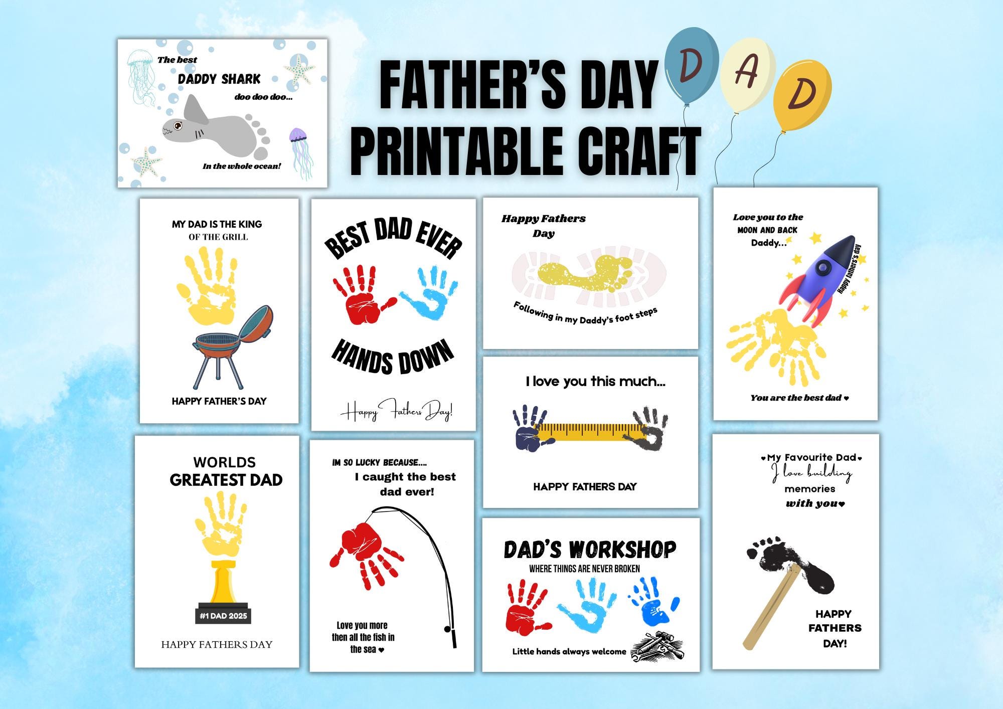 Father’s Day BUNDLE Handprint & Footprint Fun Craft to Do With Dad, Art ...