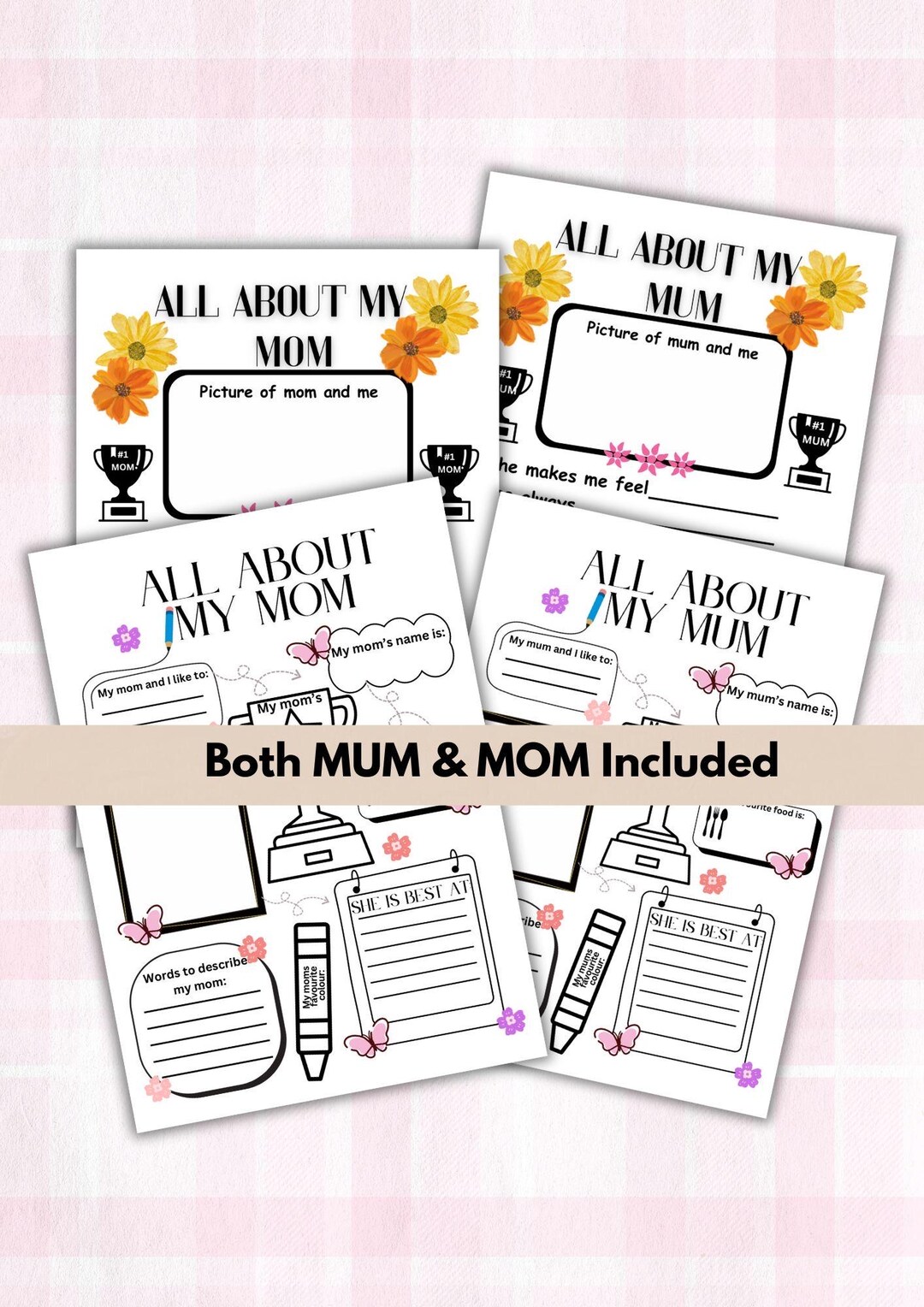 All About My Mum/mom Printable: Mother's Day Questionnaire, Mother’s ...