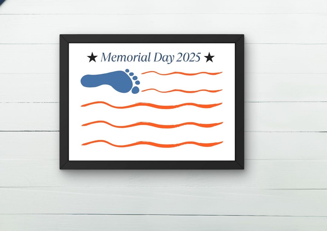 Memorial Dayfootprint Keepsake Craft Kit for Kids DIY Red, White & Blue ...