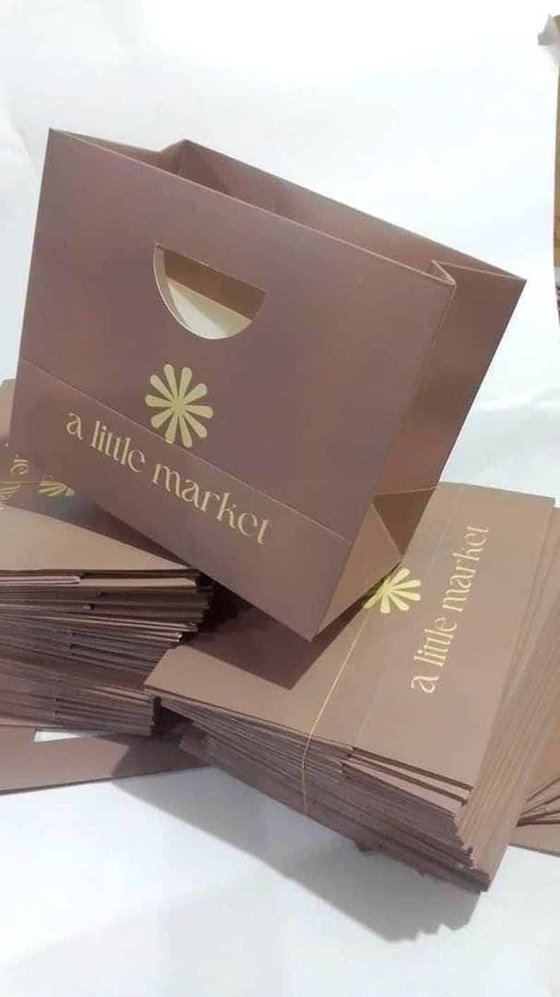 100 Pieces Personalized Moon Die Cut Branded Gift Bags | Custom Logo ...