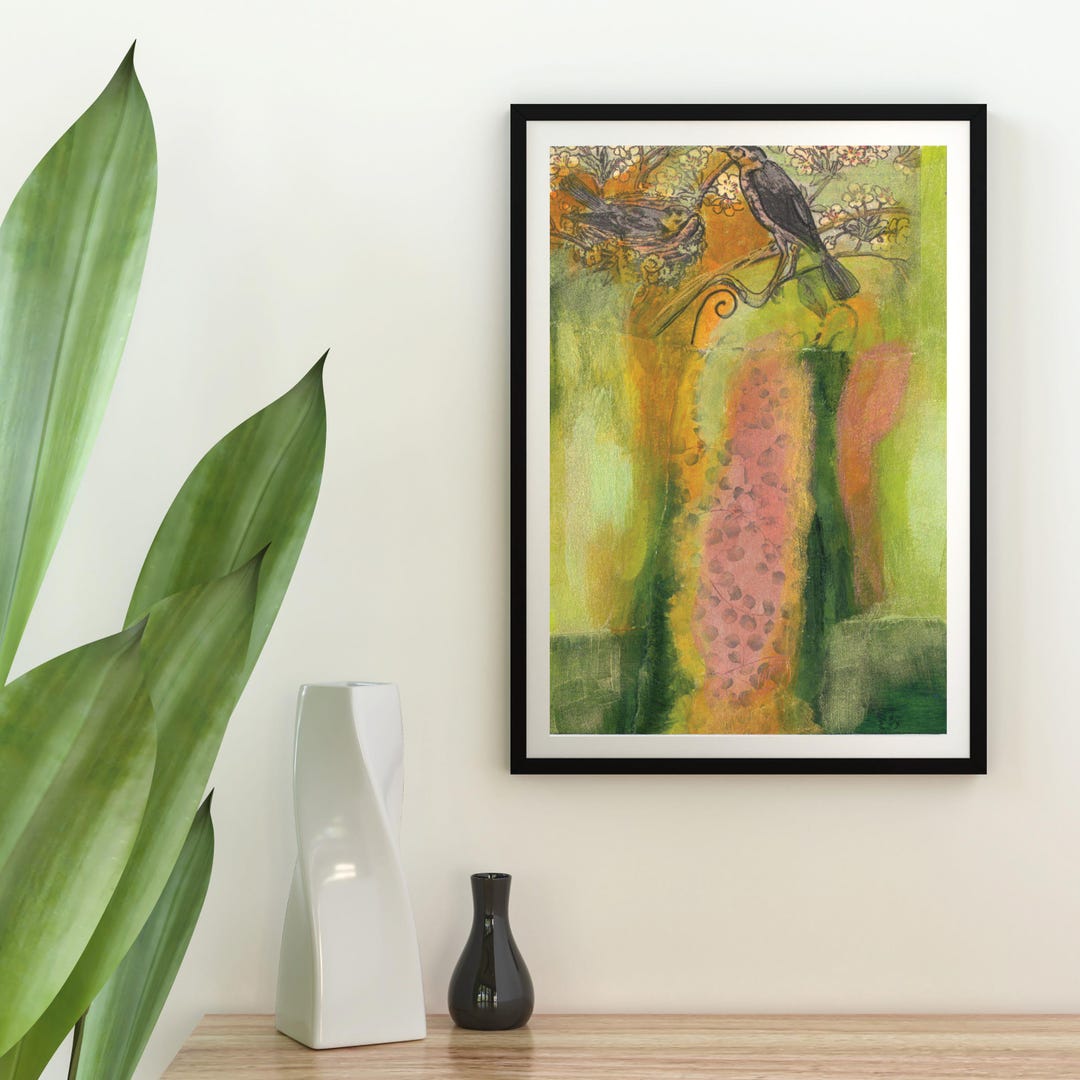 Abstract Bird Collage Print: Contemporary Mixed Media Wall Art - Etsy