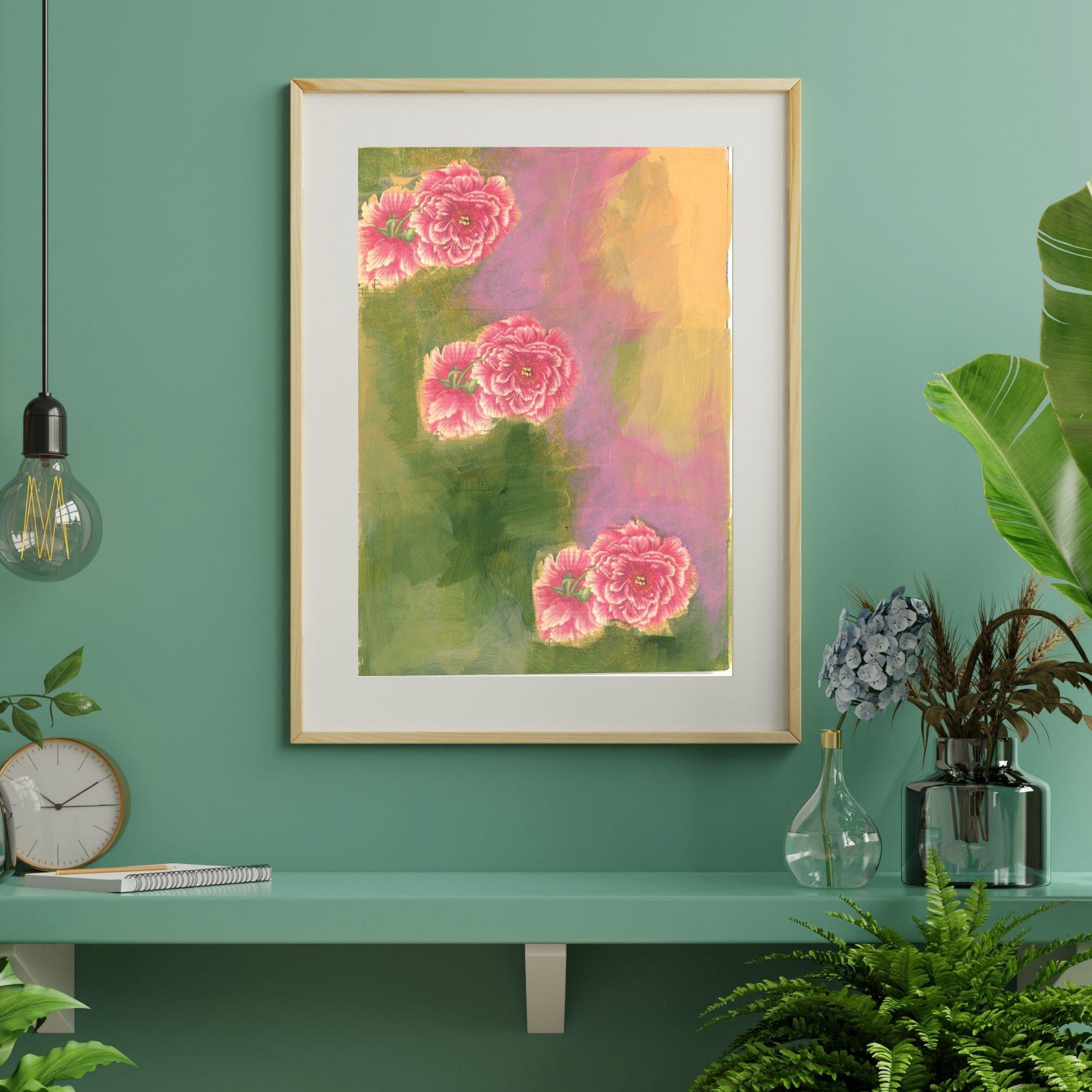 Mixed Media, Pink Flowers, Collage, Wall Art - Etsy