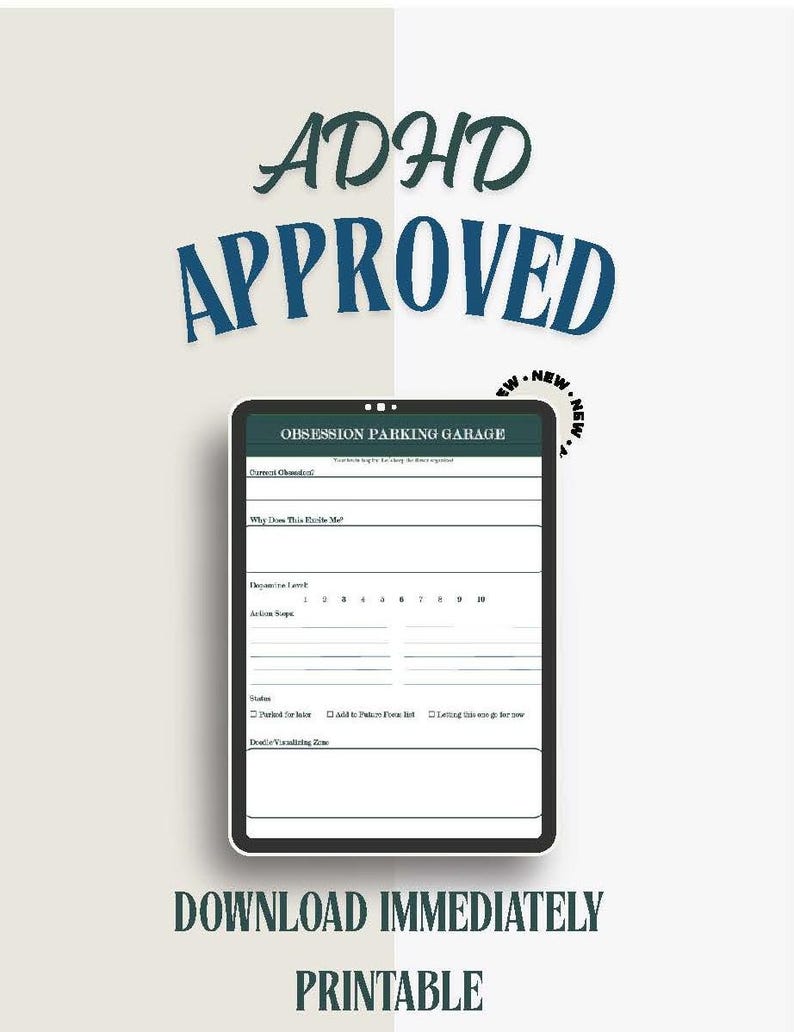 ADHD Hyperfocus Page • Printable • Obsession Parking Garage Brain Dump ...