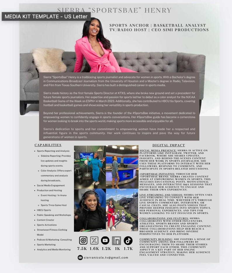 NIL Athlete Media Kit Template | Professional & Customizable - Etsy