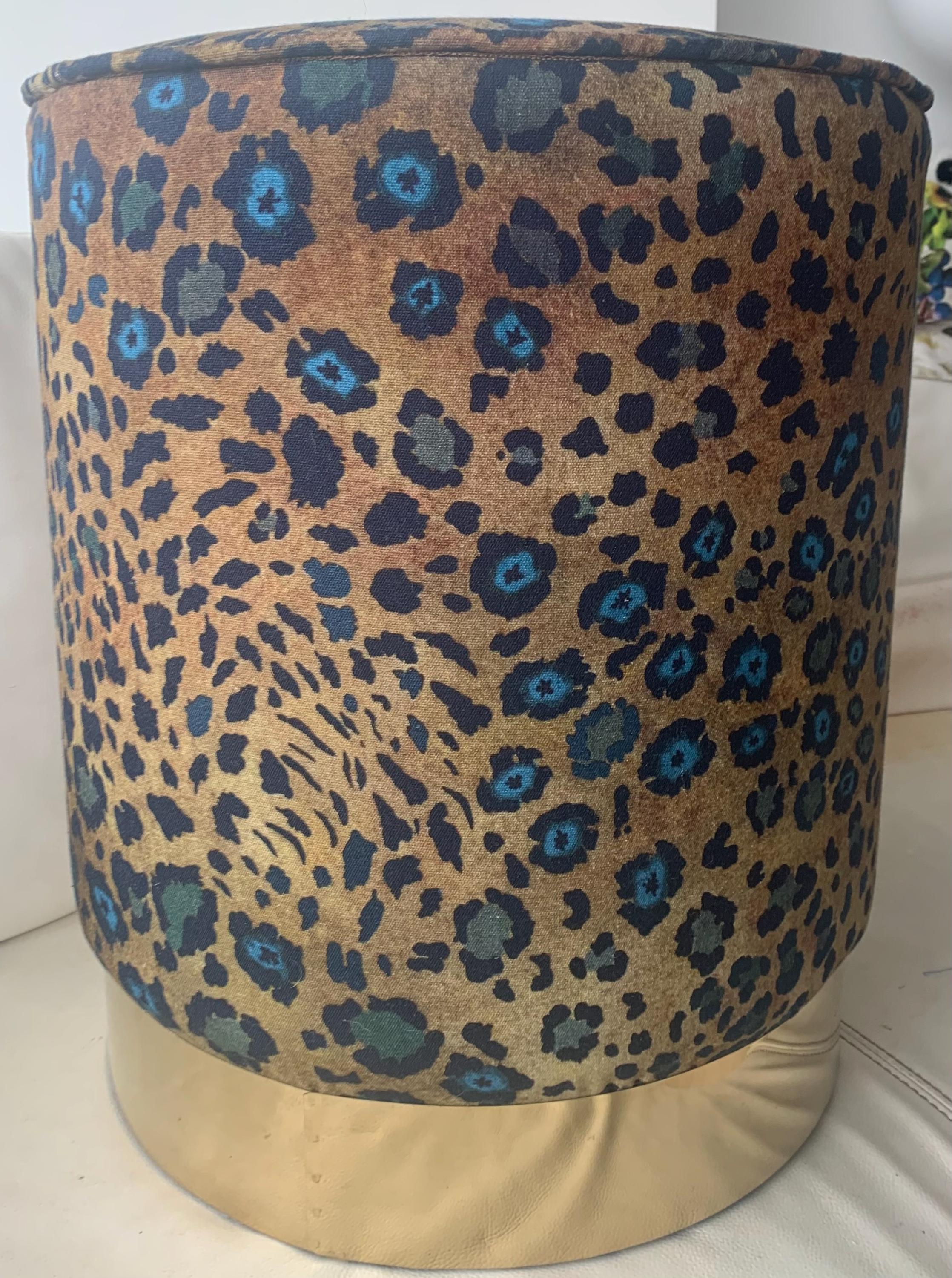 Beautiful Jaguar Ottoman With Gold Brass Base, High Quality Linen ...