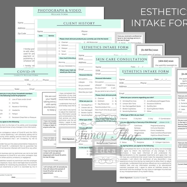 Client Skin Intake and Release Forms - Etsy