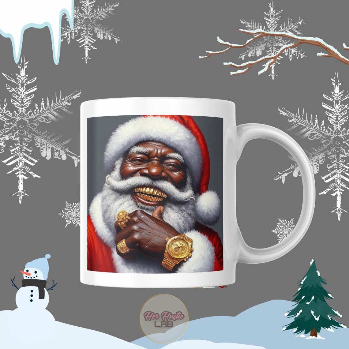 Black Santa Png,black Santa With Gold Grillz, Urban Santa Claus, Black ...