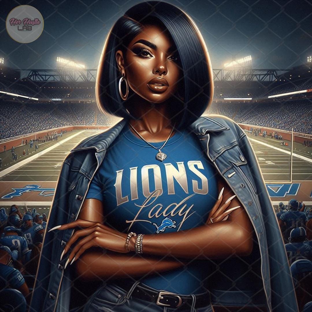 Detroit Lions Clipart, Lions Fan Png, Female Lions Fan Png, Lions Fan ...