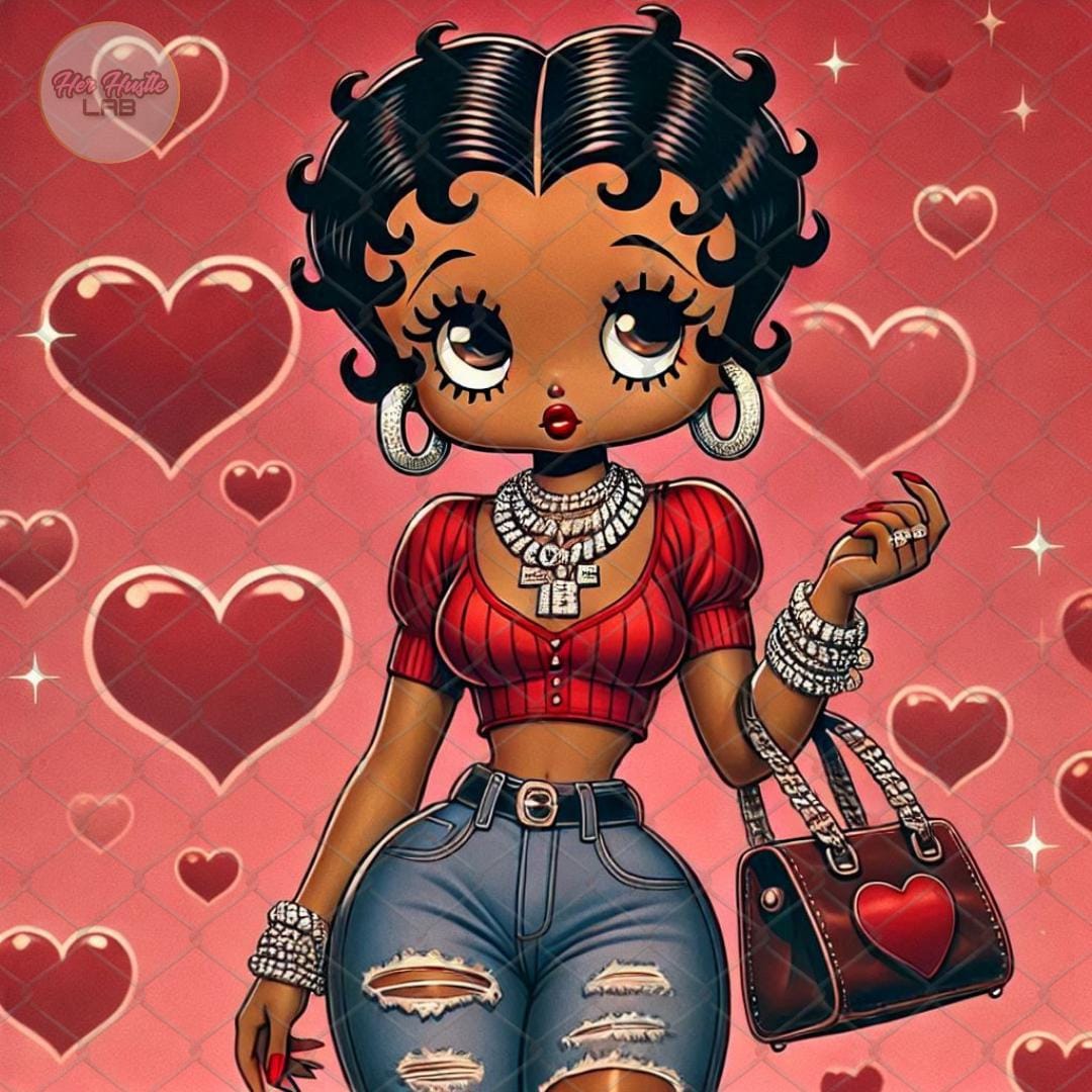 Boujee Black Betty Boop Valentines Day, Afro Betty Boop Png, Betty Boop ...