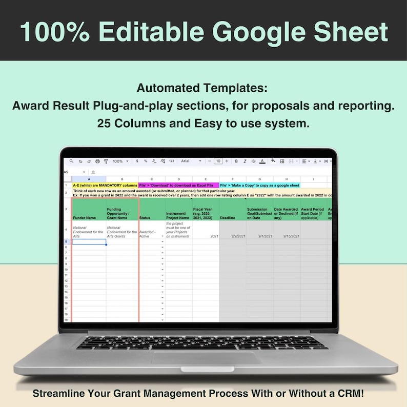 Nonprofit Grant Proposal Tracker: Excel & Google Sheets (instant ...