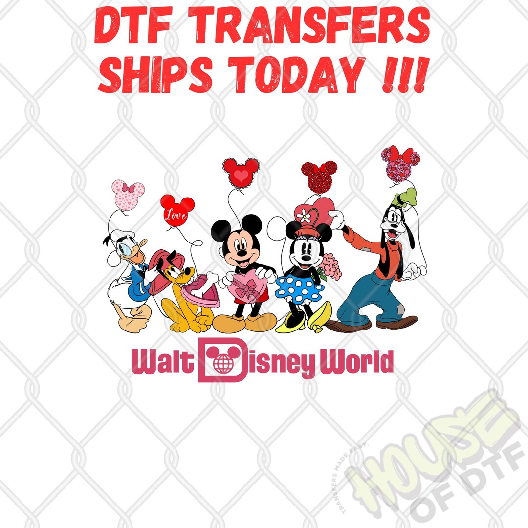 Disney Valentine DTF Transfer, Family Design Ready to Press, Custom DTF ...