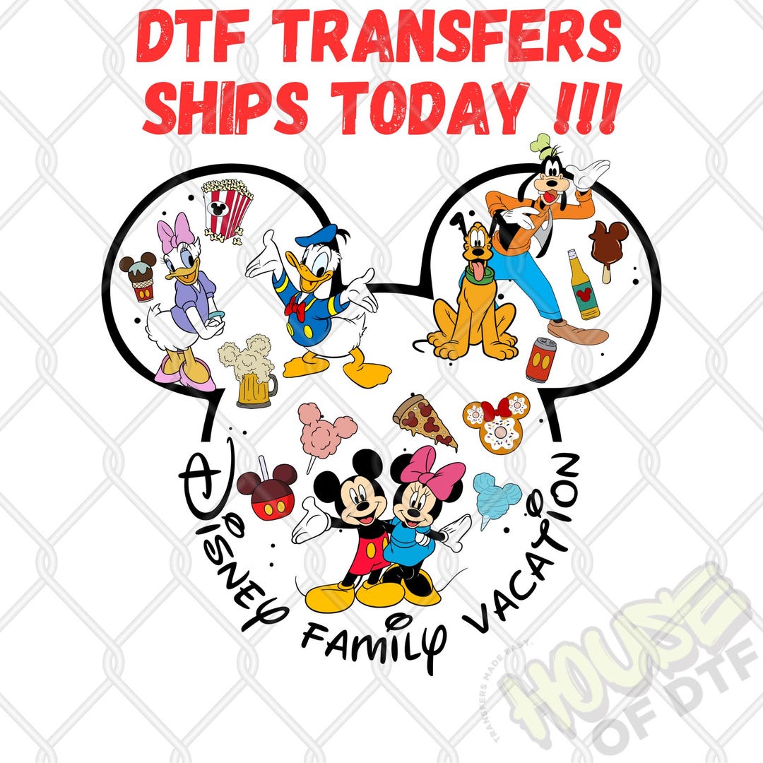 Disney DTF Transfer, Family Design Ready to Press, Custom DTF Print ...