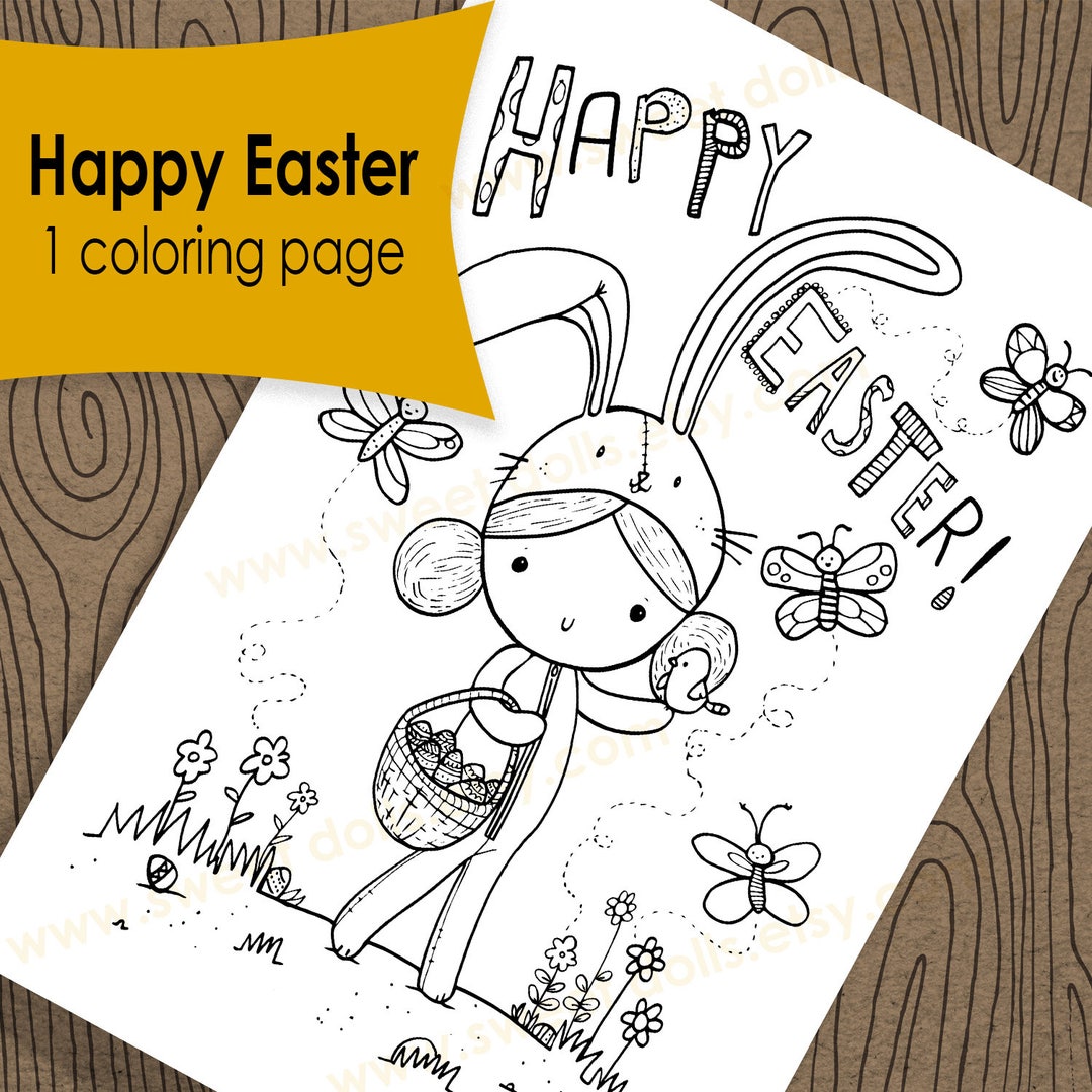 1 Cute Kids Coloring Page, Happy Easter, Fun Kids Activities - Etsy