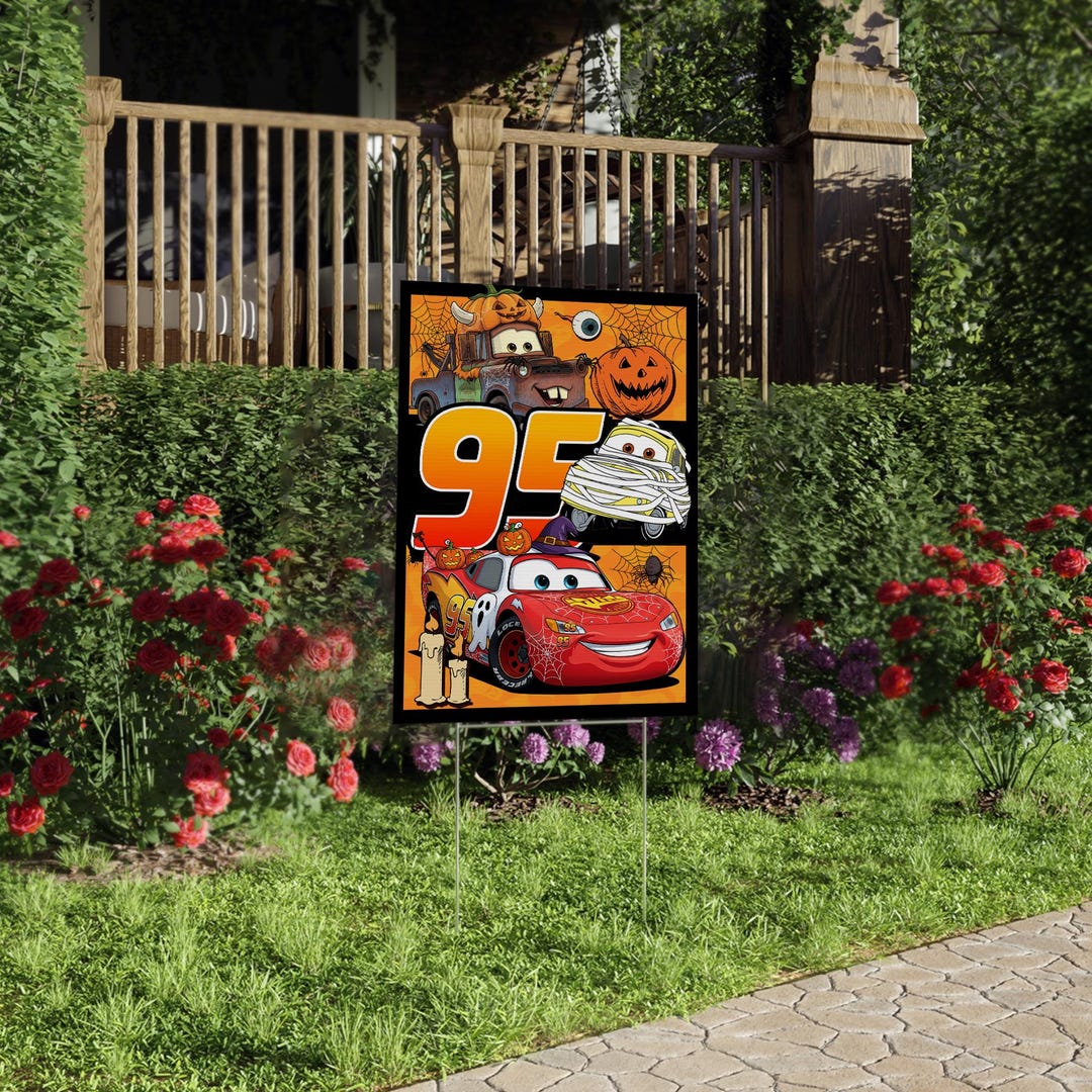 Disney Cars Halloween Yard Sign, Custom Horror Cars Yard Decor,pumpkin ...