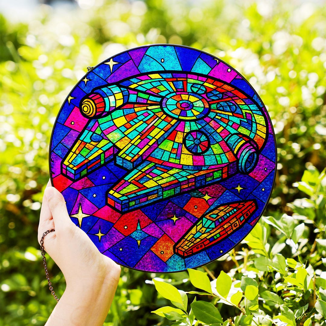 Millennium Falcon Glass Suncatcher, Star Wars Window Hanging, Disney ...