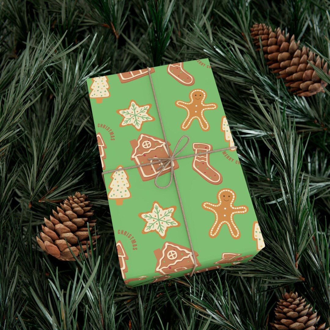Christmas Gift Wrapping Paper Gift Wrap Sheets Gingerbread Holiday ...