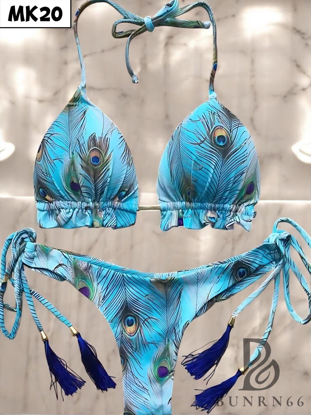 Feather Print Micro Bikini Set, Sexy 2025 Bandage Swimwear for Women, Brazilian Two-piece ...