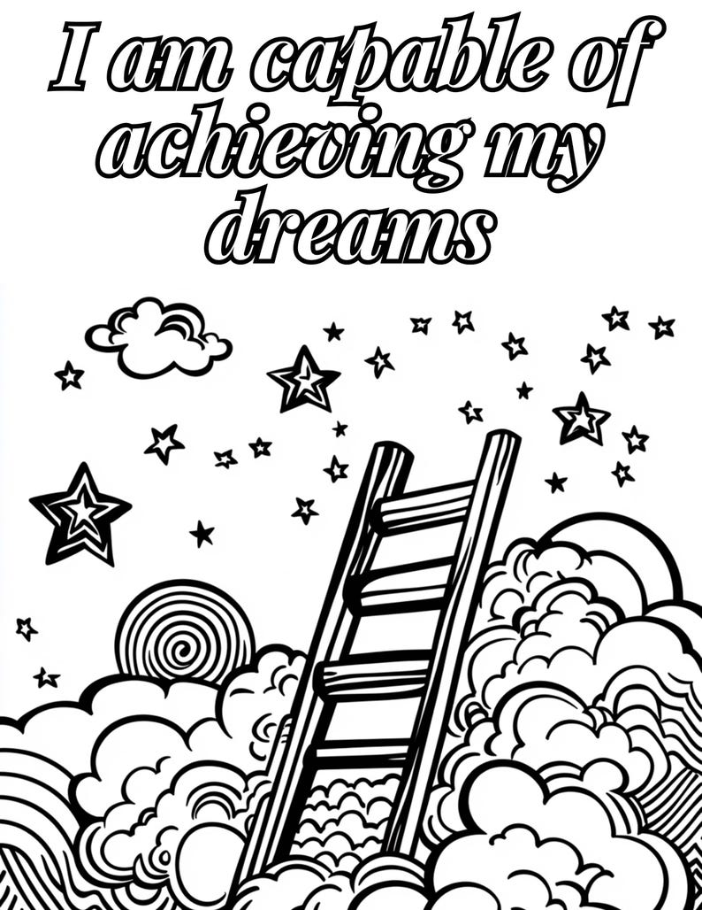 Affirmation Coloring Book Digital Downloadable Pages - Etsy