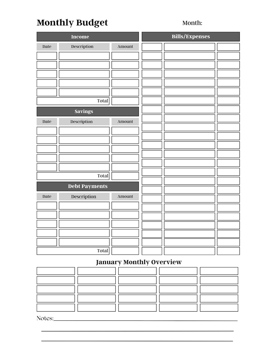 2025 Monthly Budget Planner | Printable - Etsy