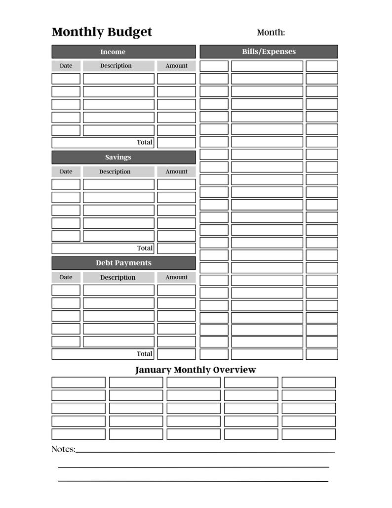 2025 Monthly Budget Planner | Printable - Etsy
