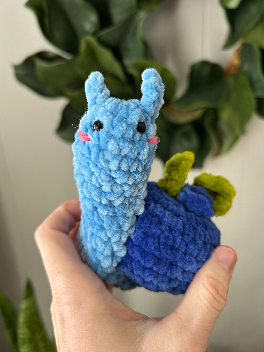 Crochet Blueberry Snail Plushie – Handmade Summer Fruit Stuffie - Sweet ...