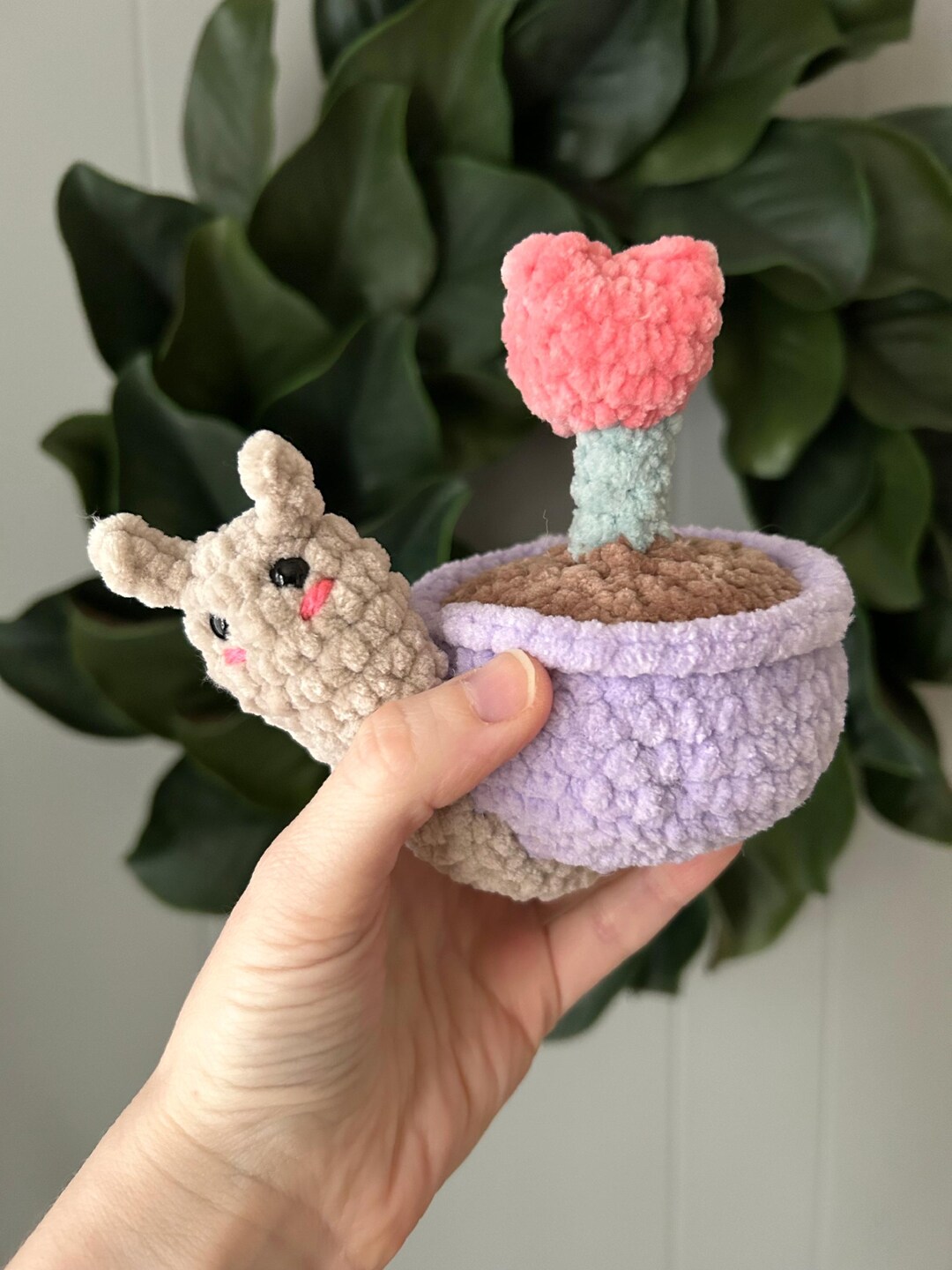Crochet Tulip Snail Plush – Handmade Chenille Flower Stuffie - Etsy