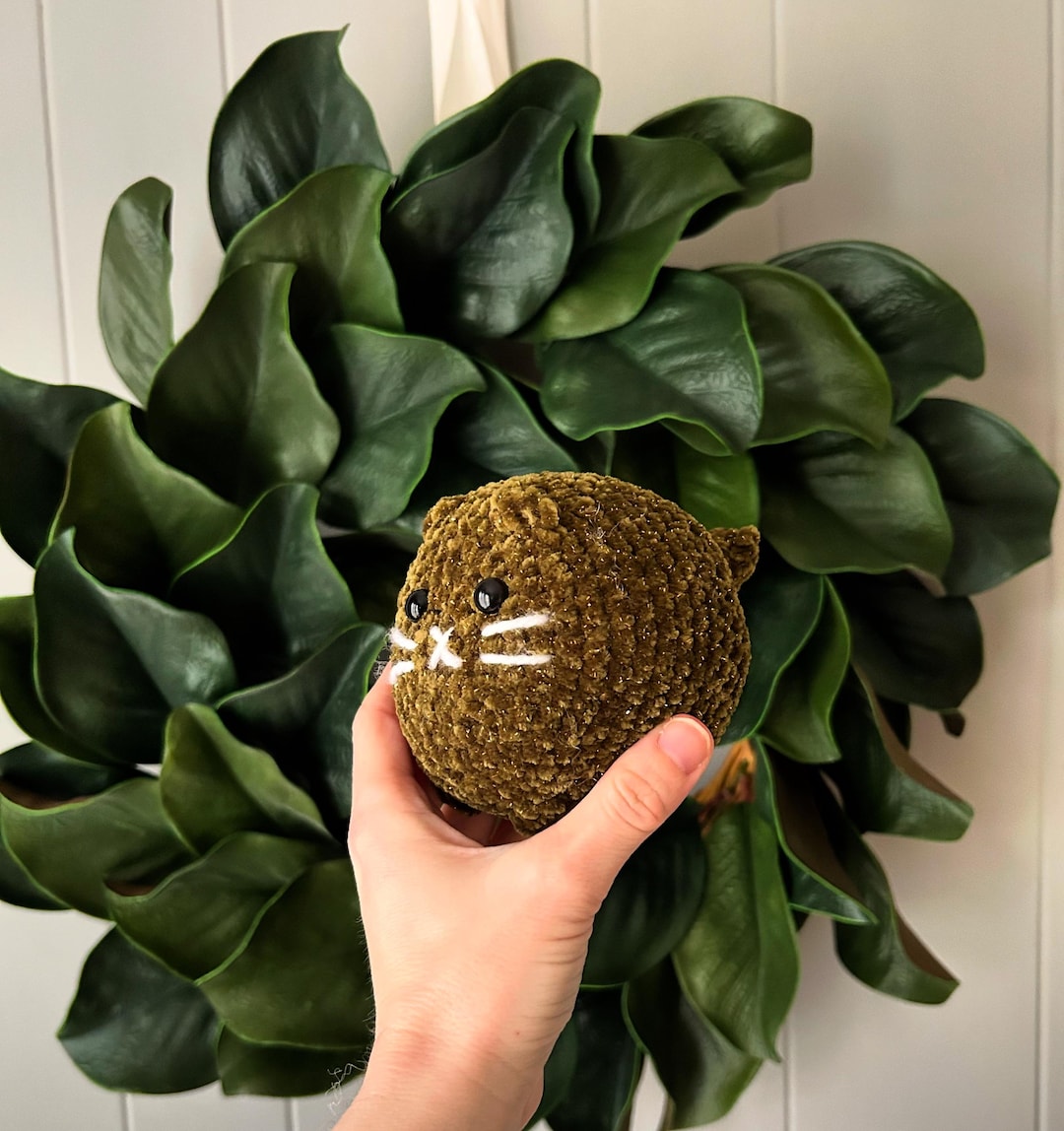 Whimsical Green Sparkly Cat Plush - Adorable Handmade Stuffed Animal ...