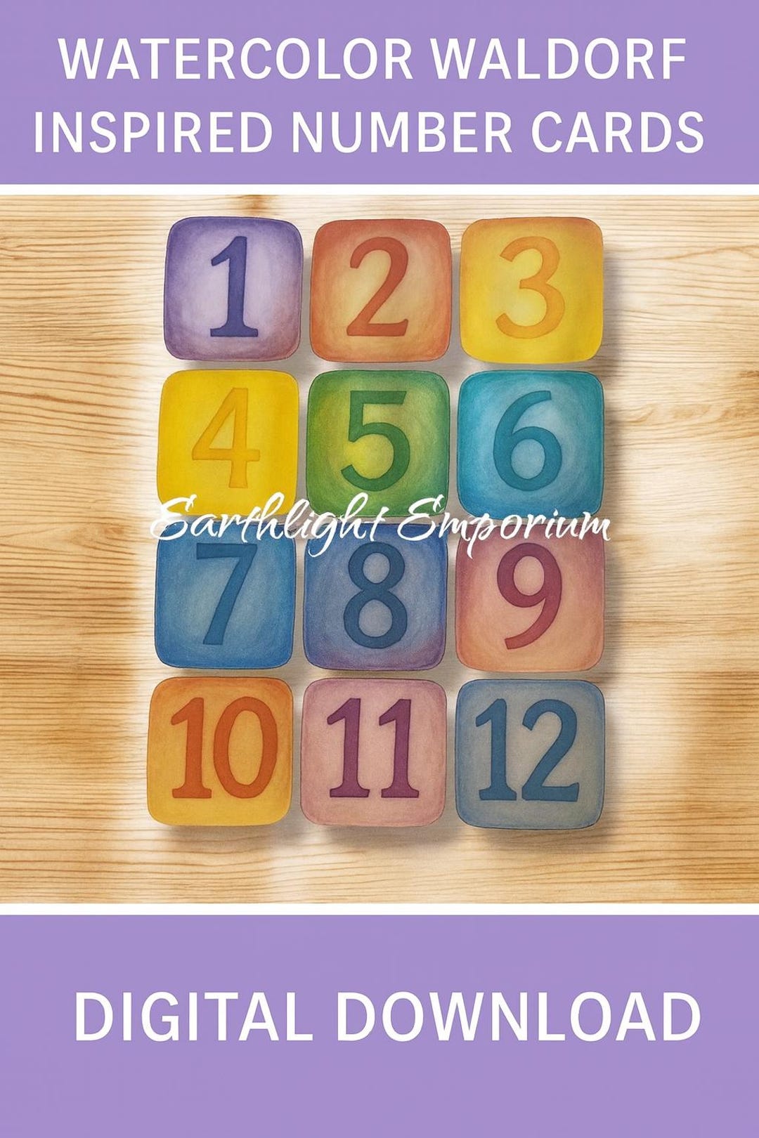 Watercolor Waldorf Inspired Number Cards | Montessori Steiner ...