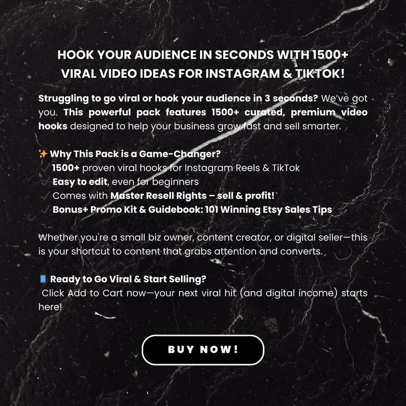 1500+ Viral Video Hooks: Instagram & Tiktok 2025 Trends (MRR) - Etsy
