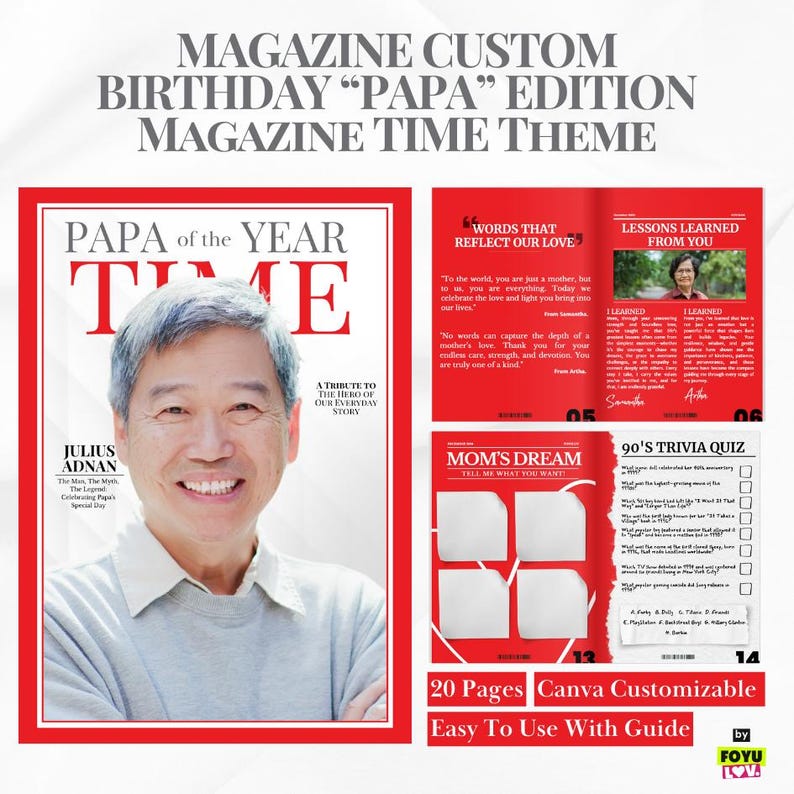 Birthday PAPA & MAMA Magazine Template Magazine TIME Theme Magazine ...