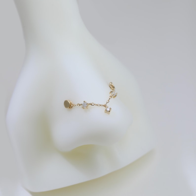 14K Solid Gold Diamond Chain Connector, Dainty Gold Chain With Diamonds ...