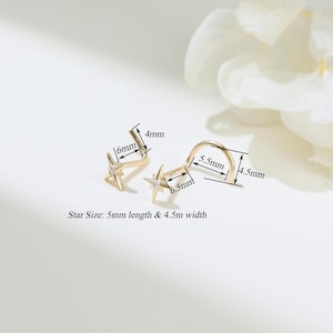 14K Solid Gold Diamond North Star Screw Nose Stud, Dainty L Shaped S Shaped Nose Piercing, 14K ...