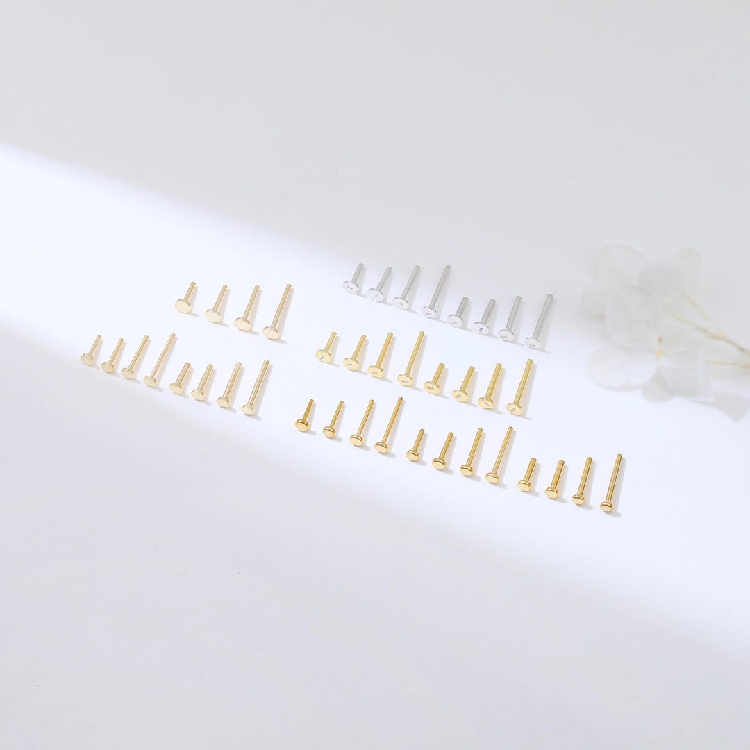 14K Solid Gold Flat Back Screw Back, Gold Plated Titanium Push Back ...